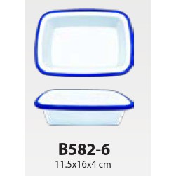 Figure ชามและถาดวินเทจขอบน้ำเงินเลียนแบบจานสังกะสีเคลือบ ขนาด 6,7.5,11 นิ้ว รุ่น B582-6,B521-7.5 ...