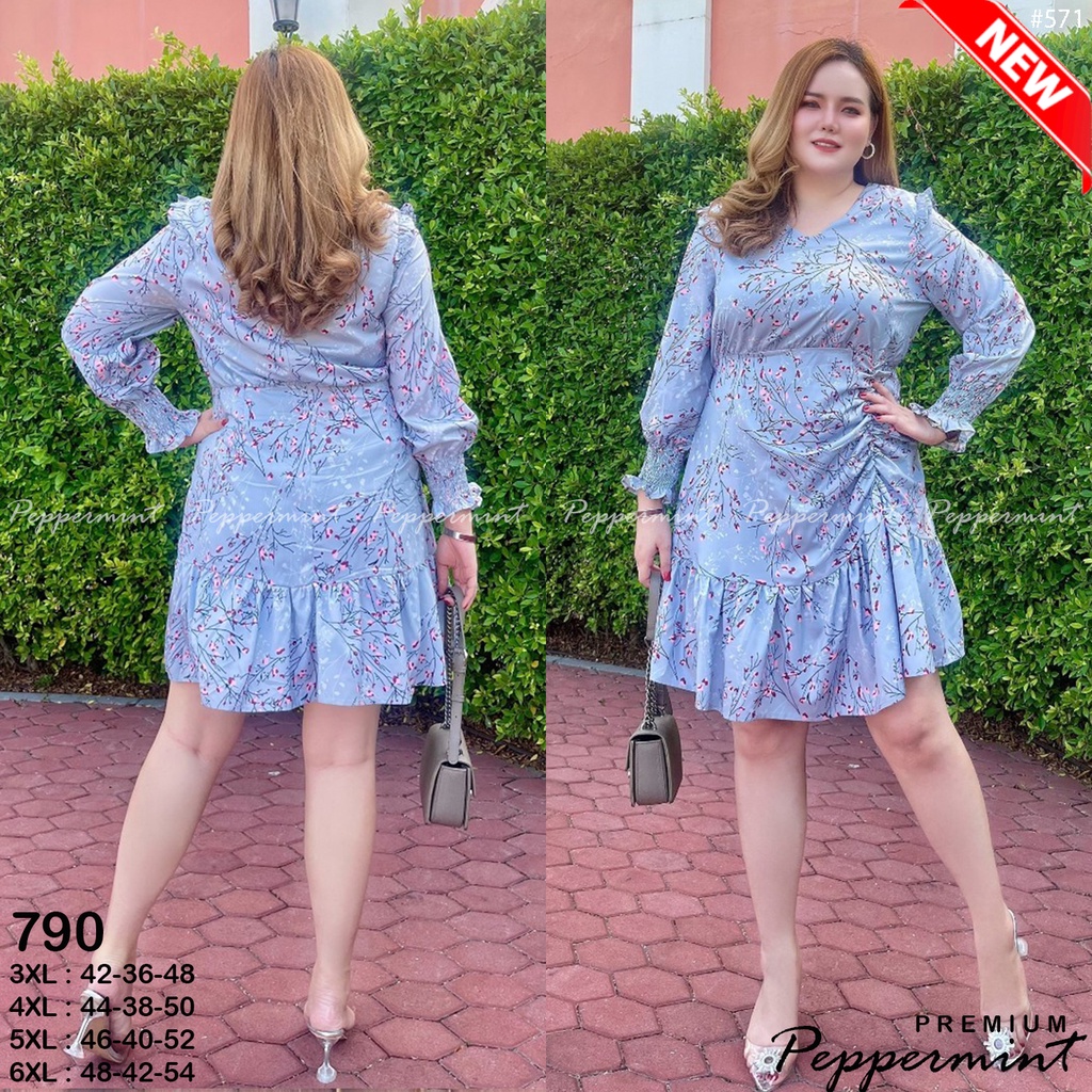 ราคาพิเศษ ‼️เดรสสาวอวบ คุณหนูสายหวาน กระโปรงระบาย งานป้าย พรีเมียม นำเข้า SizeXL-6XL Peppermint ...