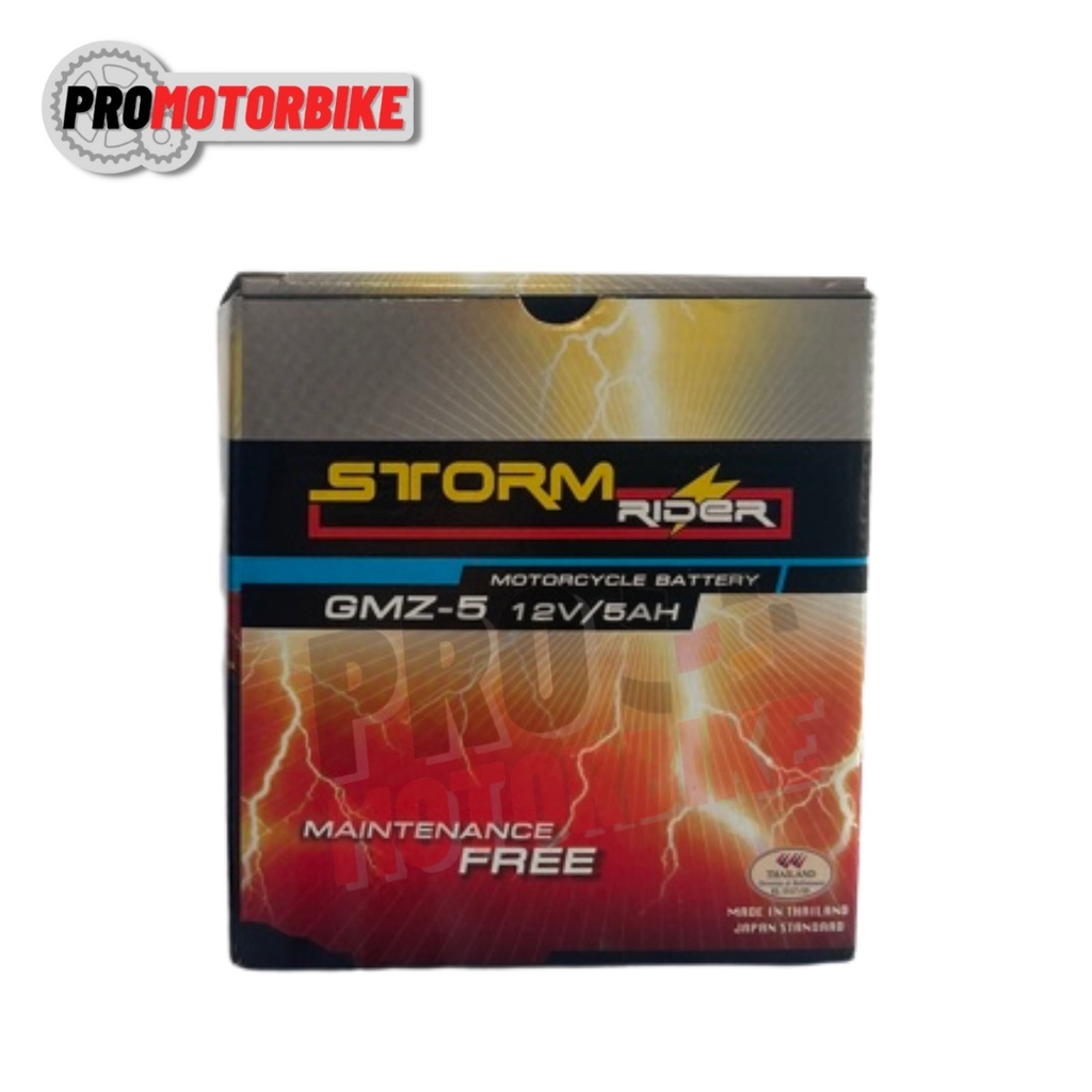 [ของแท้ !!] แบตเตอรี่แห้ง STORM Rider GMZ-5 สำหรับจักรยานยนต์ ขนาด 12 ...