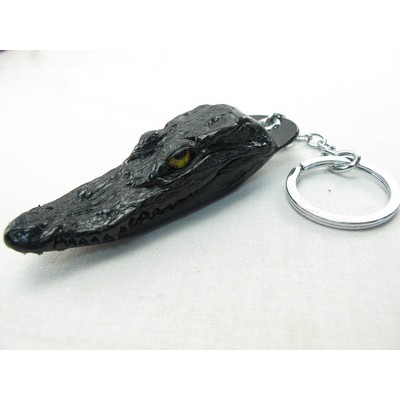 พวงกุญแจหัวจระเข้ จระเข้ สีดำ Genuine Head Crocodile Key Ring Keychain ...