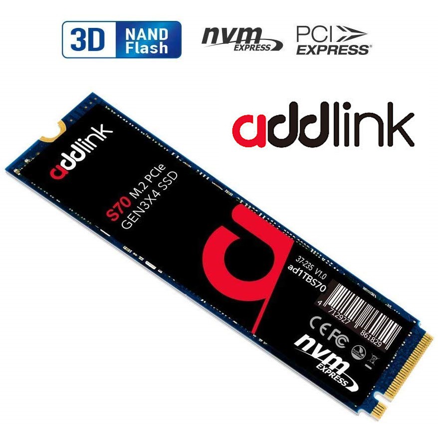 256GB,512GB,1TB SSD (เอสเอสดี) Addlink S70 SSD NVMe PCIe Gen3x4 M.2 ...