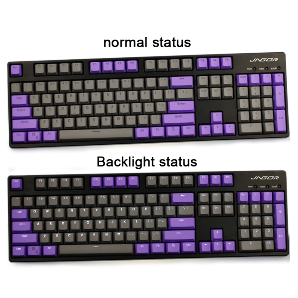 GPlanet เซ็ตปุ่มคีย์แคป 104 คีย์ PBT Backlight Keycaps ไฟลอด สำหรับคีย์ ...