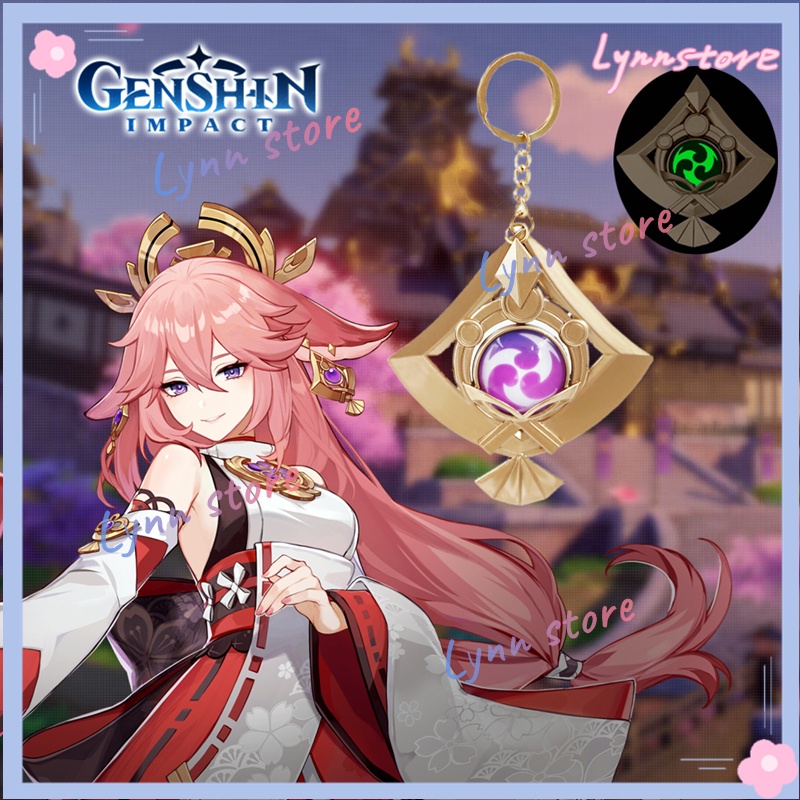 Genshin Impact Yae Miko Inazuma Thunder Element Vision พวงกุญแจตาพระ ...