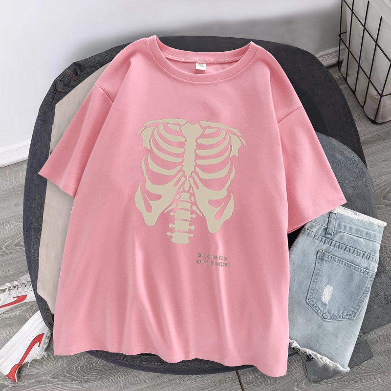 【hot sale】Tiansen เสื้อยืดพิมพ์ลายกราฟฟิกโครงกระดูกสไตล์วินเทจสําหรับ ...