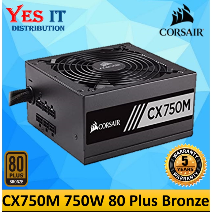 พาวเวอร์ซัพพลาย CORSAIR CX750M 750 Watt 80 PLUS สีบรอนซ์ ATX PSU9020061 ...