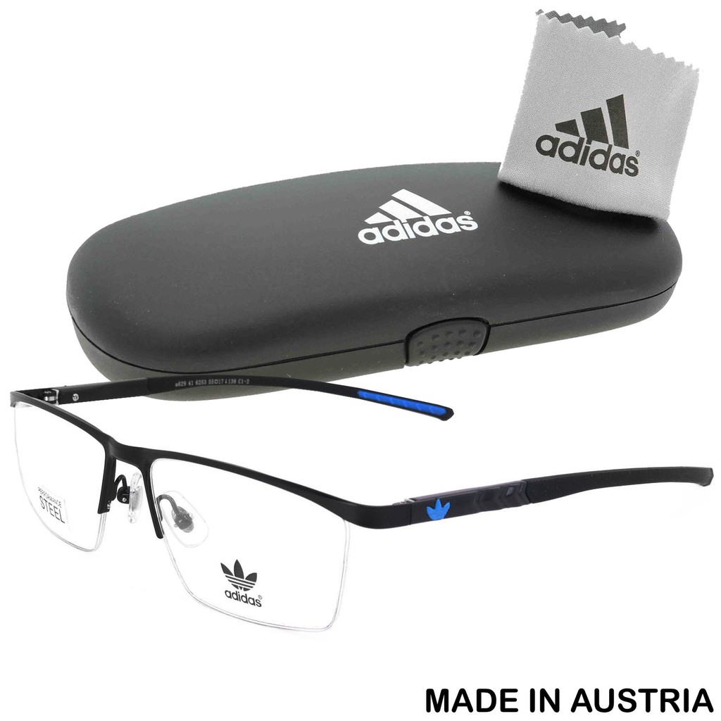 adidas แว่นตา รุ่น 6253 C-1-2 สีดำโลโก้ฟ้า กรอบเซาะร่อง ขาสปริง สแตนเลส ...