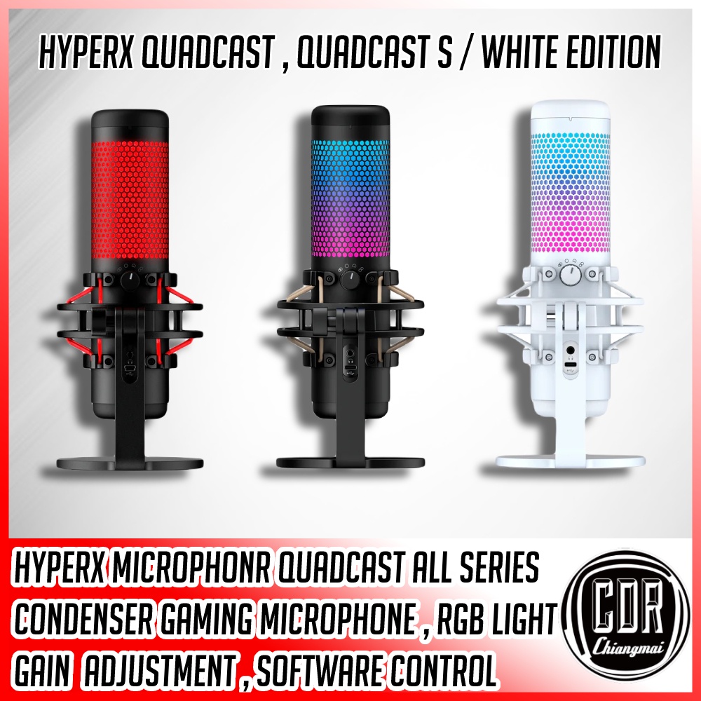 HyperX QuadCast USB Condenser / Quadcast S / S White Edition RGB Backlight Gaming Microphone ...