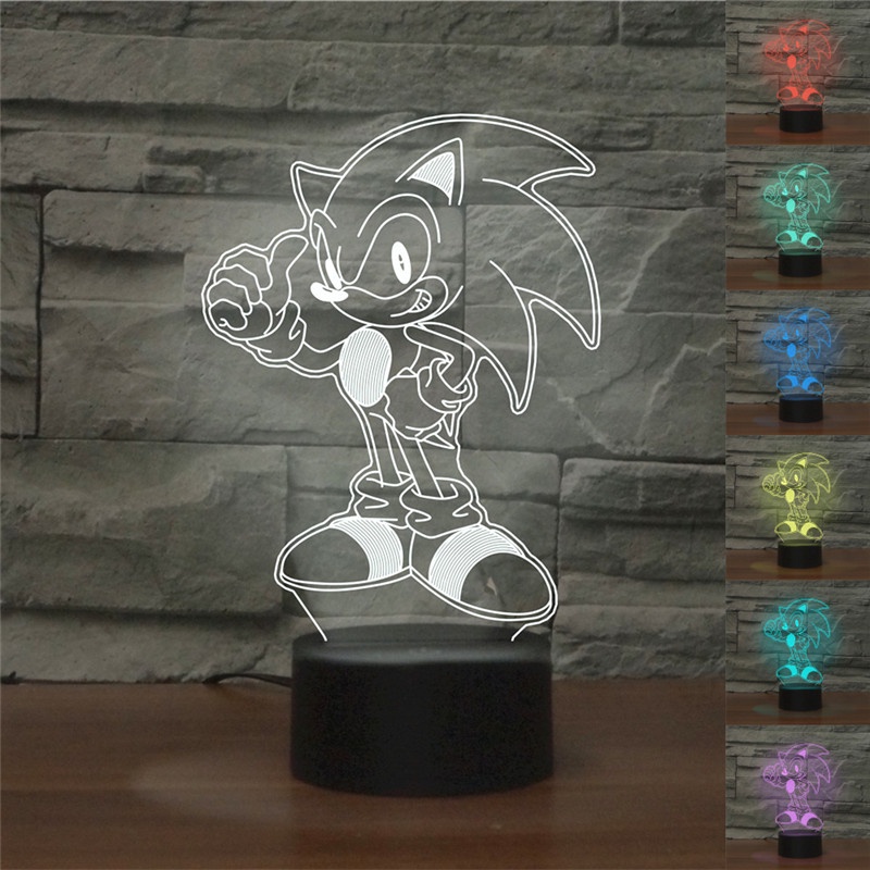 Sonic the Hedgehog Night Light 7 สี Gradient Geek ของขวัญ USB LED โคมไฟ ...