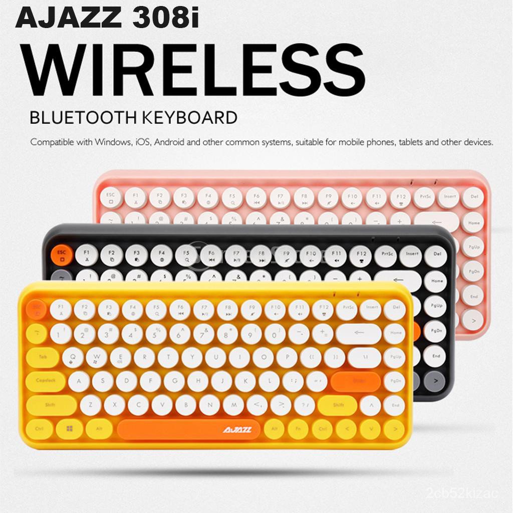 P2al Ajazz Wireless Bluetooth Keyboard Compact Retro Round Keycaps 84 Keys Auto Sleep Ee7c