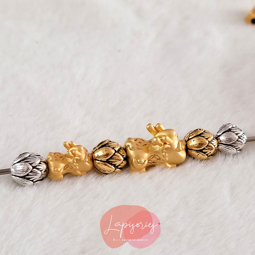 ชาร์มเงินทิเบต ปี่เซียะ ดอกบัว ปี่เซียะเบบี้ สีทอง ตัวคั่นกำไล ตัวตก ...