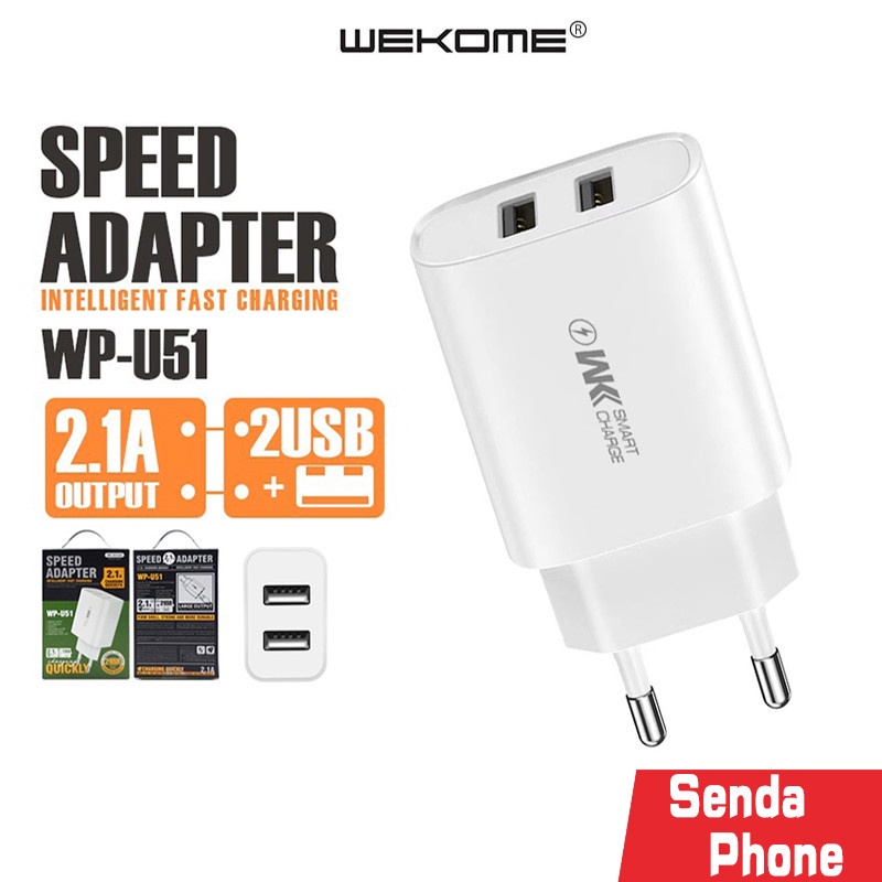 หัวชาร์จ WEKOME รุ่น U51 มี 2ช่องUSB อุปกรณ์ชาร์จ โทรศัพท์มือถือ Charging Quickly 2.1A กระแสไฟ ...