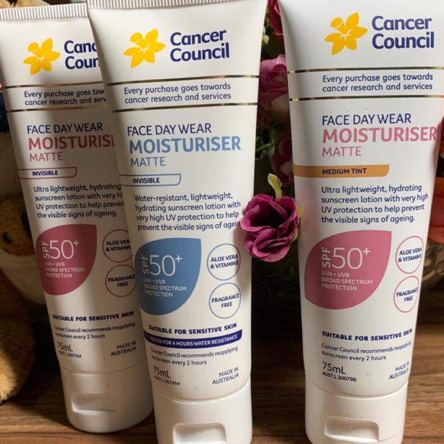 ครีมกันแดด Cancer Council Australia Face Day Wear Moisturiser Matte SPF 50+ UVA UVB 75 ml ...
