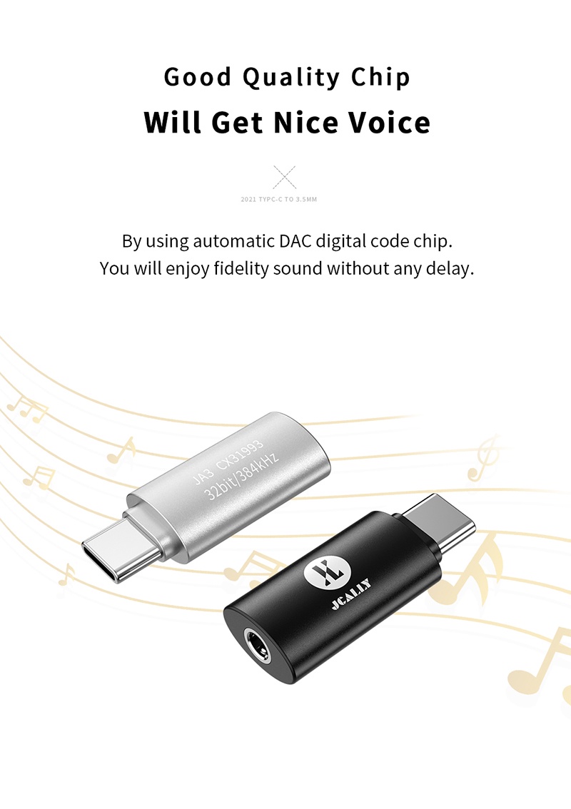 Jcally JA3 CX31993 อะแดปเตอร์โค้ดเสียง Type C เป็น 3.5 มม. DAC USB C ...