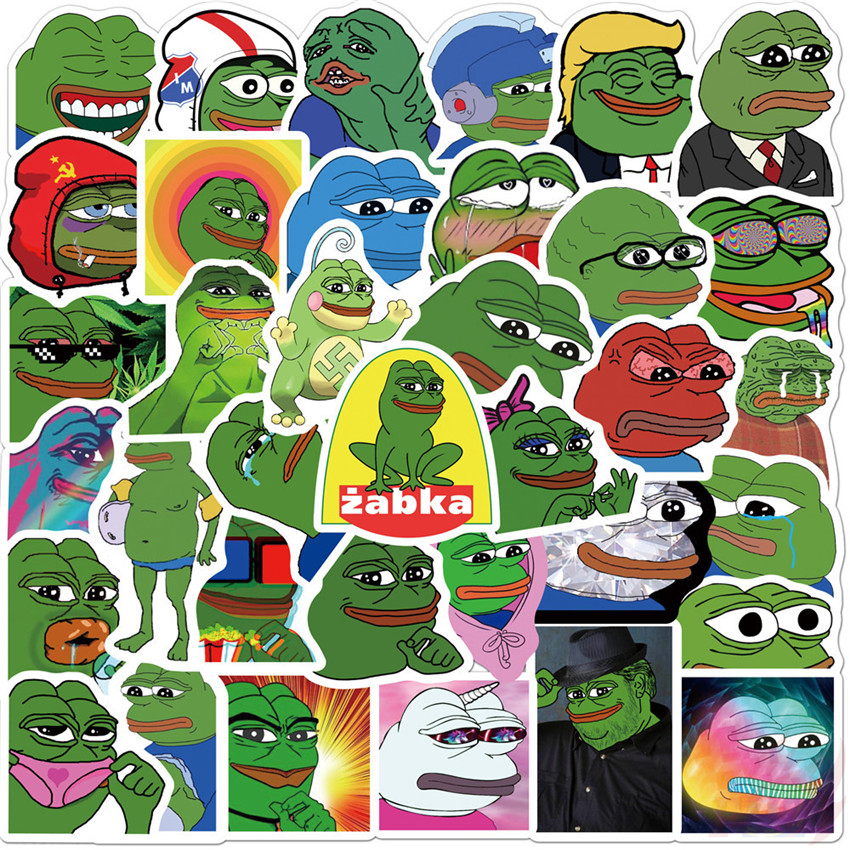 สติกเกอร์ กันน้ำ ลายการ์ตูน Pepe The Frog ซีรีย์ 02 จำนวน 50 ชิ้น/ชุด ...