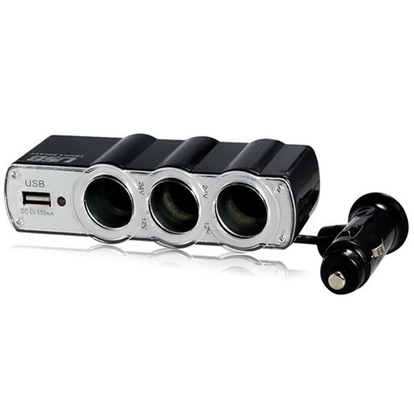 tc063 USB Charger Supply Triple Socket - สีดำ | Shopee Thailand