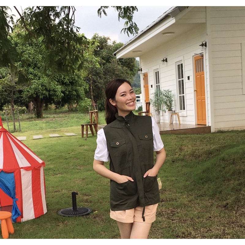เสื้อกั๊กรุ่นk526สีเขียวขี้ม้าราคา320บาท Shopee Thailand