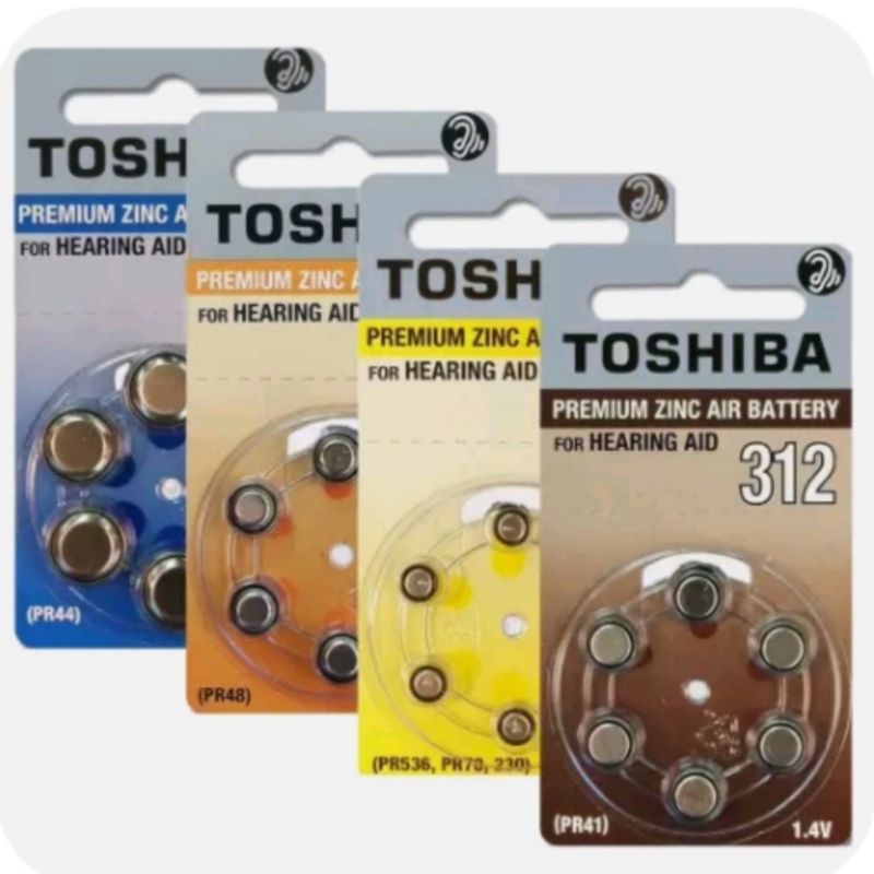(Made in Japan) Toshiba ถ่านเครื่องช่วยฟัง เลือกเบอร์ 10, 13, 312, 675 1.45V 1แพค มี 6ก้อน ของ ...