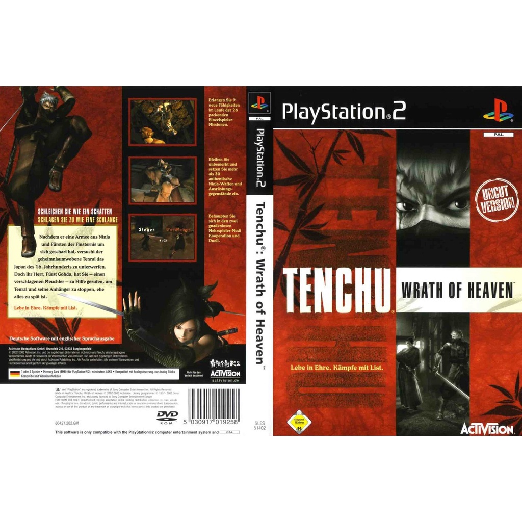 แผ่นเกมส์ PS2 Tenchu Wrath of Heaven คุณภาพ ส่งไว (DVD) | Shopee Thailand