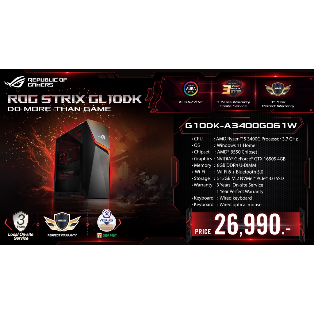 ASUS ROG STRIX G10DK (G10DK-A3400G061W) Desktop Gaming Windows 11 ...
