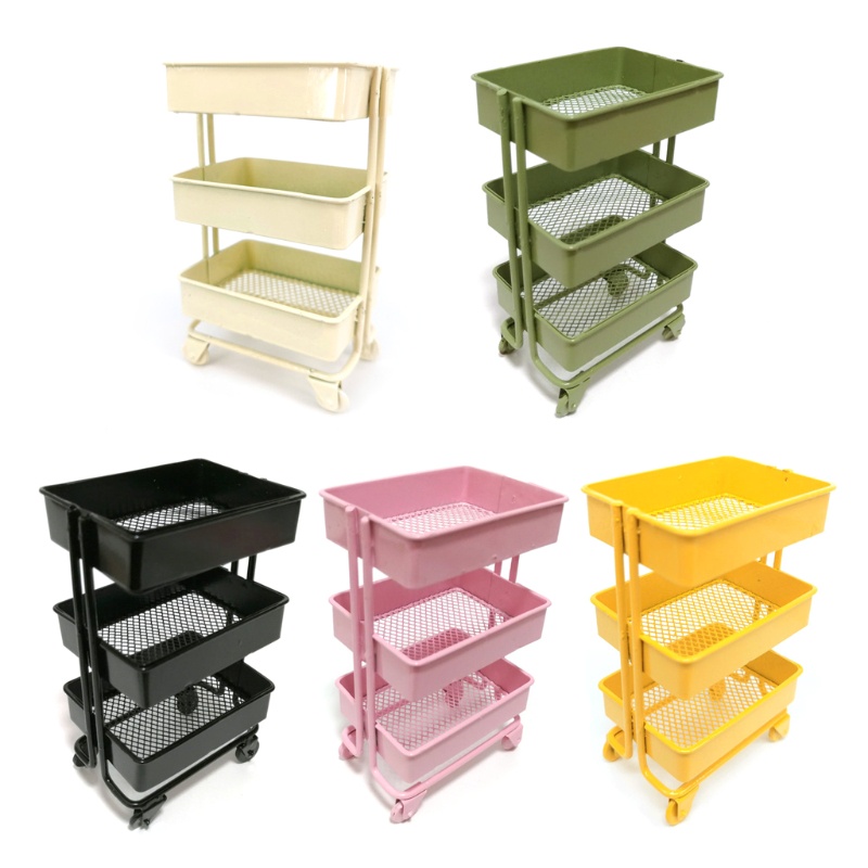 Yao 3 ชั้น Mini Trolley Storage Rack คอลเลกชันอุปกรณ์เสริม Miniature ...