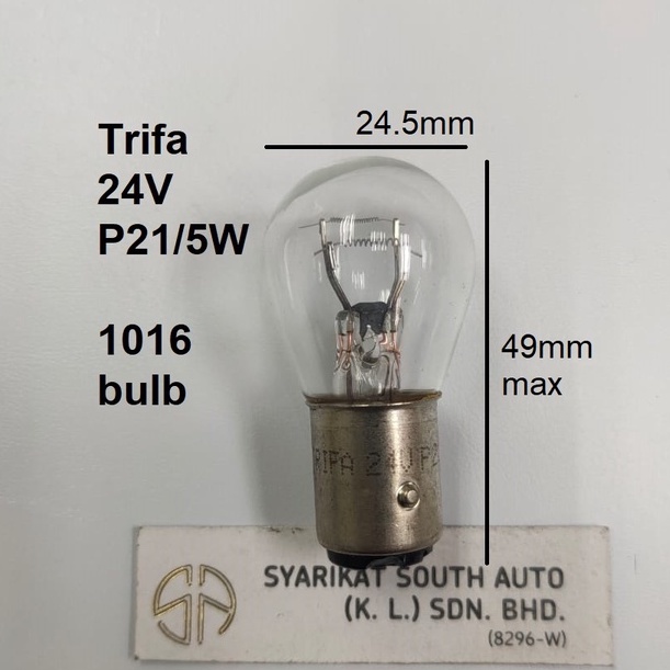 หลอดไฟเลี้ยว 24V 21 5W Trifa 03382 P21 5W 1016 Bulb BAY15d สําหรับ ...