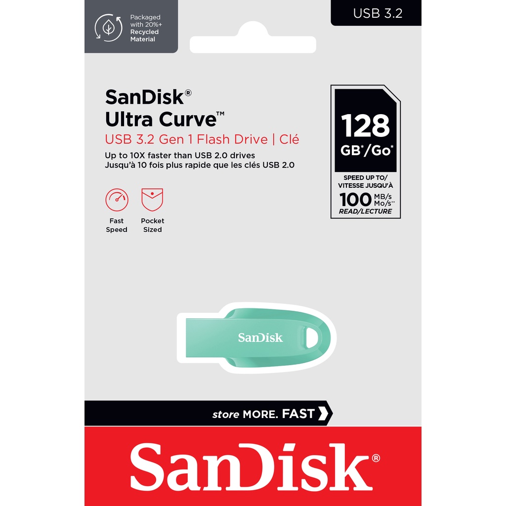 SanDisk Ultra Curve USB 3.2 Gen1 Flash Drive 32GB, 64GB, 128GB (SDCZ550 ...