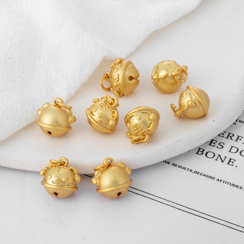 Bell diy 18K สี Retention Matte Gold รอบ Charm diy สร้อยข้อมือสร้อยคอเครื่องประดับทําด้วยมือ ...