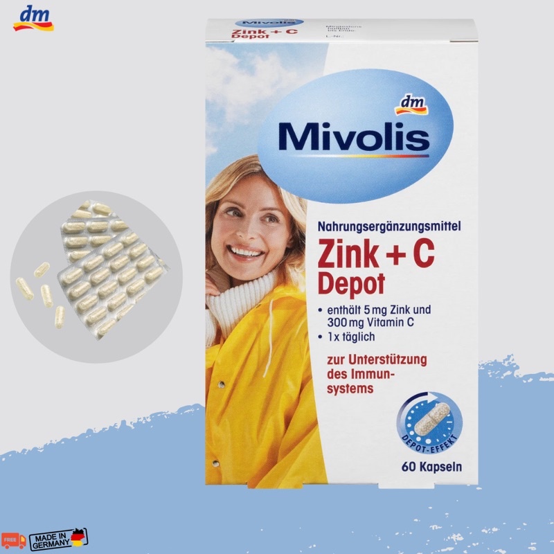 [SALE] สินค้ามีตำหนิที่กล่อง Mivolis Zink + C Depot วิตามินแคปซูล Zink ...