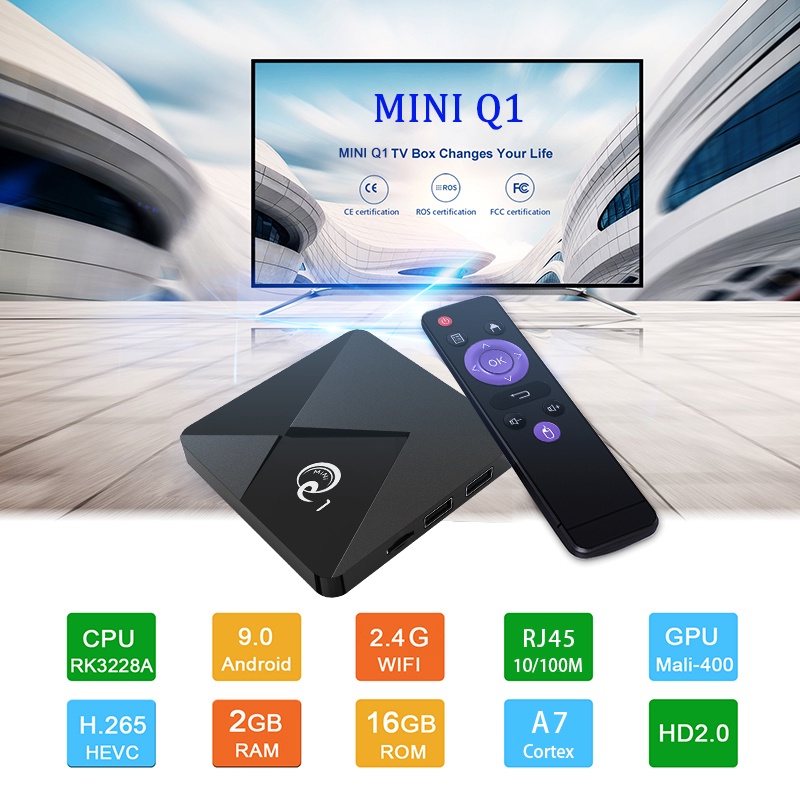 TV BOX MINI Q1 Smart BOX 2+16GB/4+32GB/64GB Android 10.0 YouTube RK3328 ...
