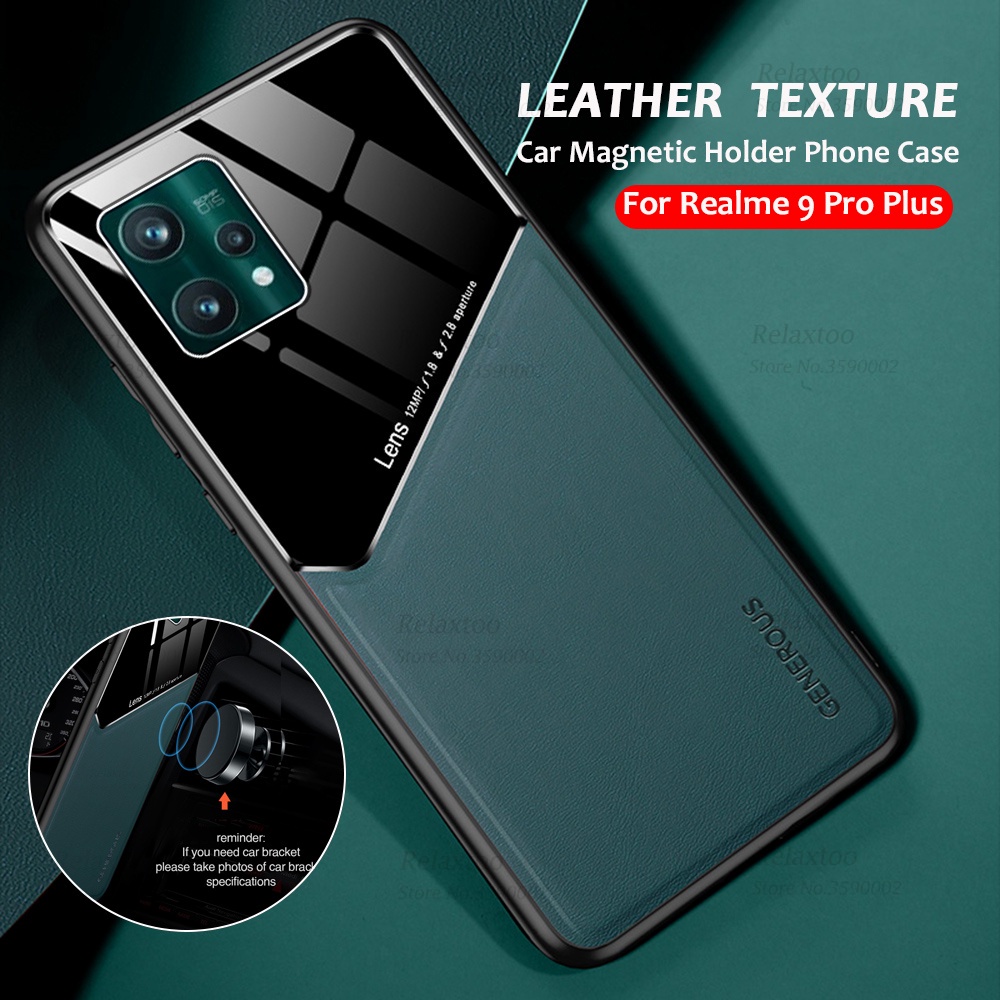 Luxury Leather Car Magnetic Holder Case For Oppo Realme 9 Pro+ 5G On ...