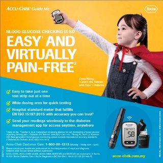 Accu Chek Guide Me Glucometer + 25s trips + 1 box of Fastclix drum(24 ...