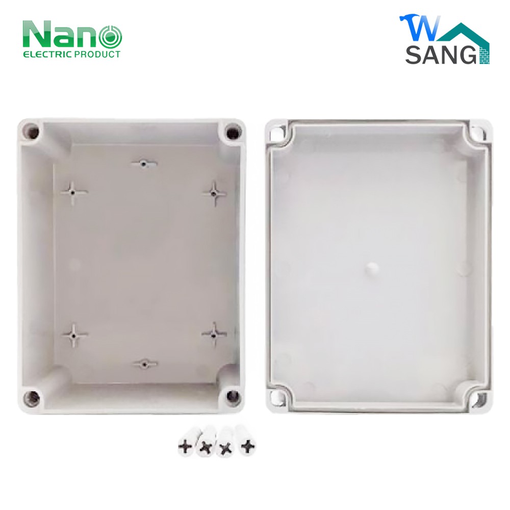 บล็อกกันน้ำ กล่องกันน้ำ บล็อคลอยกันน้ำ พลาสติก NANO 205W สีขาว 8x6x4 ...