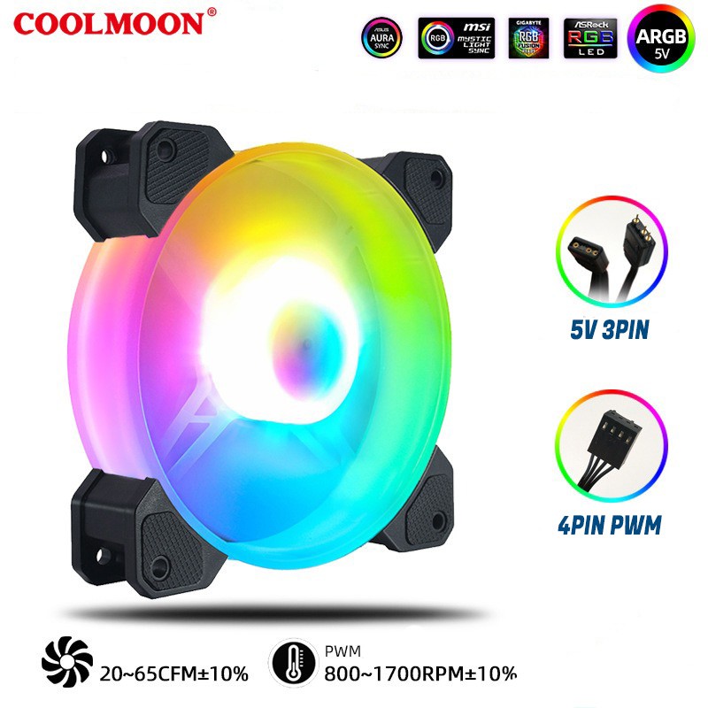 พัดลมเคส COOLMOON MOONSHINE ARGB Fan Case 12 CM. | Shopee Thailand