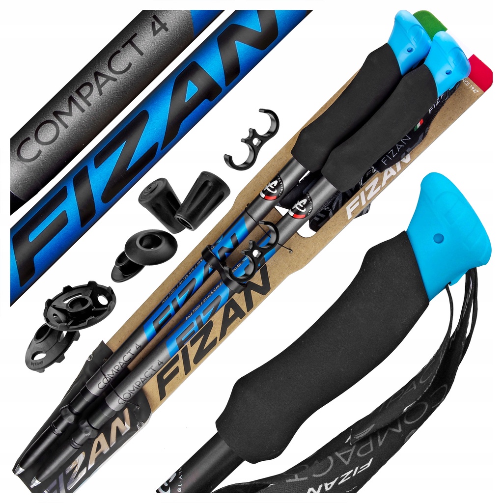 ไม้เท้าเดินป่า Fizan Compact 4 Blue น้ำหนักเบาพิเศษ ผลิตในอิตาลี ( 2 ...