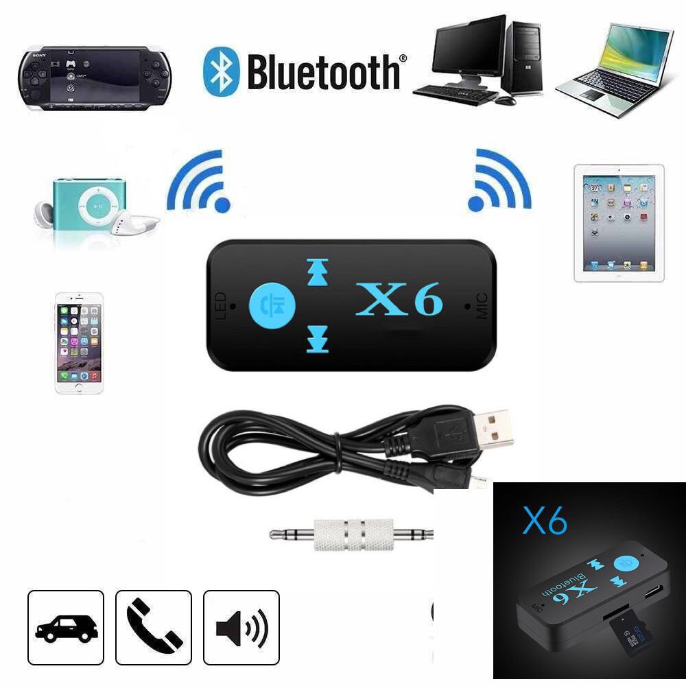 Car Bluetooth X6 Music Receiver Adapter 3.5mm Jack Wireless Handsfree ...