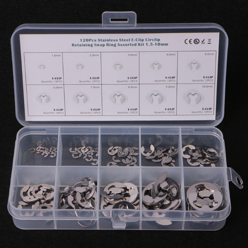 Bt 120PCS 1 5mm-10mm E-Clip Assortment Kit ชุดสแตนเลสยึด Circlip ...