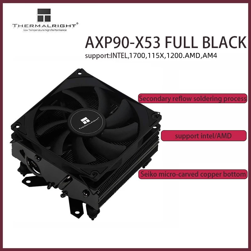Thermalright AXP90 X53 FULL สีดํา 53 มม.4 Heatpipe Low Profile Case CPU Cooler MINI ITX HTPC CPU ...