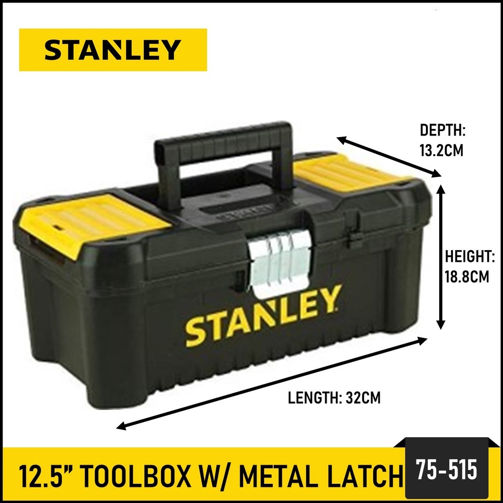 75-515 กล่องใส่เครื่องมือช่าง STANLEY รุ่น ESSENTIAL METAL LATCH TOOLBOXES STST1-75515-12.5" น้ำ ...