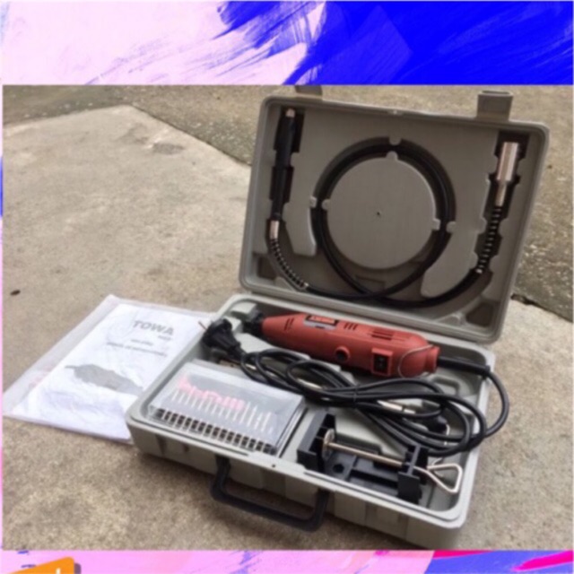 TOWA เครื่องเจียร์ มินิ แกะสลัก HG3 เจียร์สายอ่อน ปรับความเร็วได้ 6 ระดับ พร้อมดอกและอุปกรณ์ ...