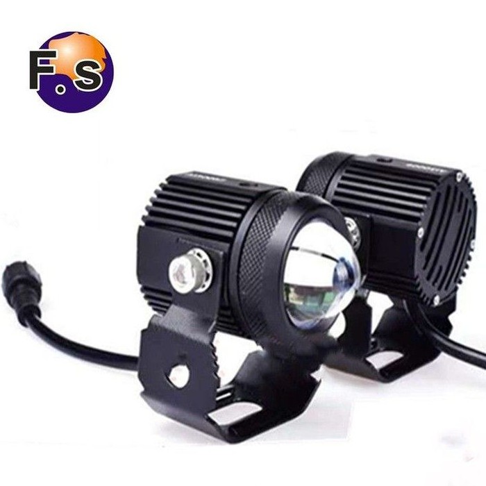 FS LED (1คู่) ไฟโปรเจคเตอร์ มอเตอร์ไซค์ สว่างมาก 2 สเต็ป (เเสงสีขาว+แสง ...