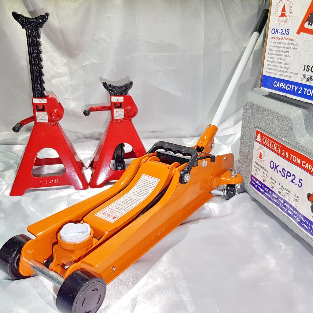 แม่แรง 2.5 ตัน + ขาตั้ง 3 ตัน OKURA แบบ โหลดเตี้ย [รุ่นงานหนัก] OKURA รุ่น OK-SP2.5 ตะเข้ 2.5 ...