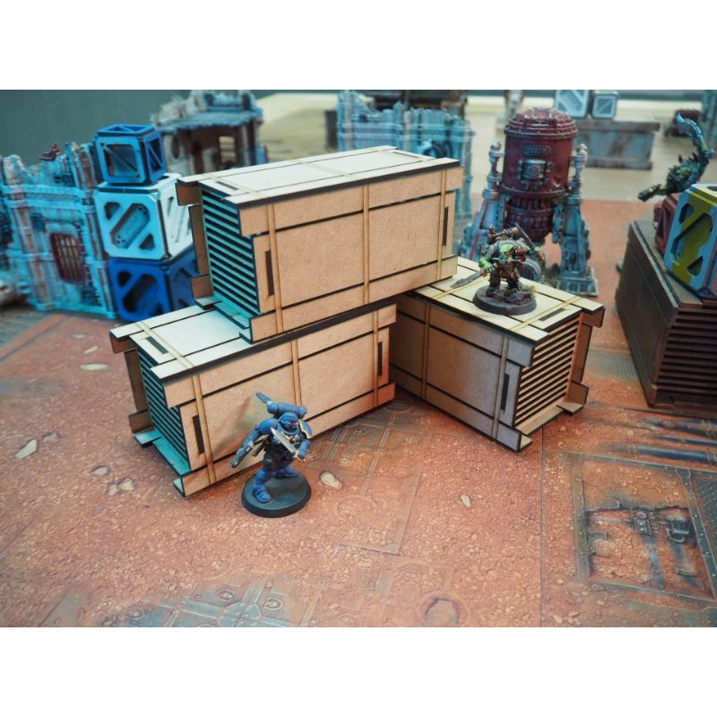 Mdf Container terrain Set x3 for Wargame (40k,killteam,infinity,etc ...