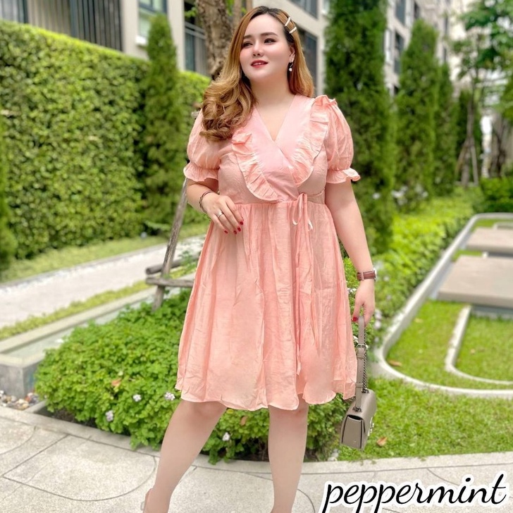 ราคาพิเศษ ‼️งานป้ายสาวอวบ เดรสทรงเอ ใส่สบาย Peppermint_PlusSize (575 B) | Shopee Thailand