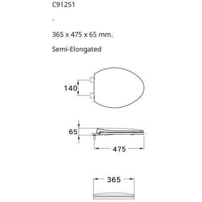 Cotto C91251 ฝารองนั่ง ฝารองนั่งปิดแบบนุ่มนวล SEMI-ELONGATE (SOFT CLOSE ...