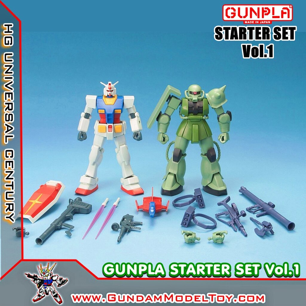 BANDAI HG GUNPLA STARTER SET VOL.1 กันดั้ม RX-78-2 + ZAKU II โมเดล กัน ...
