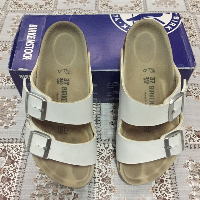 Birkenstock Arizona 💯% Size 37 (24 cm) สีขาว มือสอง สภาพดี เก่าเก็บ | Shopee Thailand