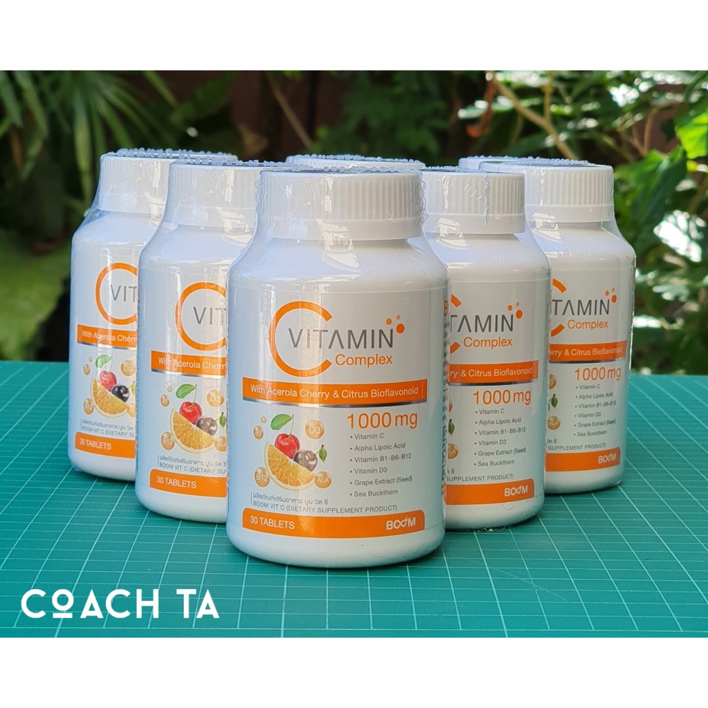 Boom Vit C Vitamin C Complex บูมวิตซีคอมเพล็กซ์ 1000mg 1ขวด 30เม็ด