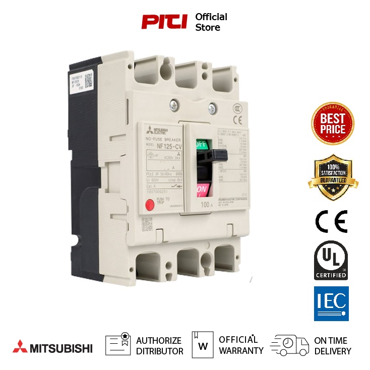 Mitsubishi NF125 CV 3P 100A Molded Case Circuit Breaker (MCCB) เบรกเกอร์ มิตซูบิชิ | Shopee Thailand