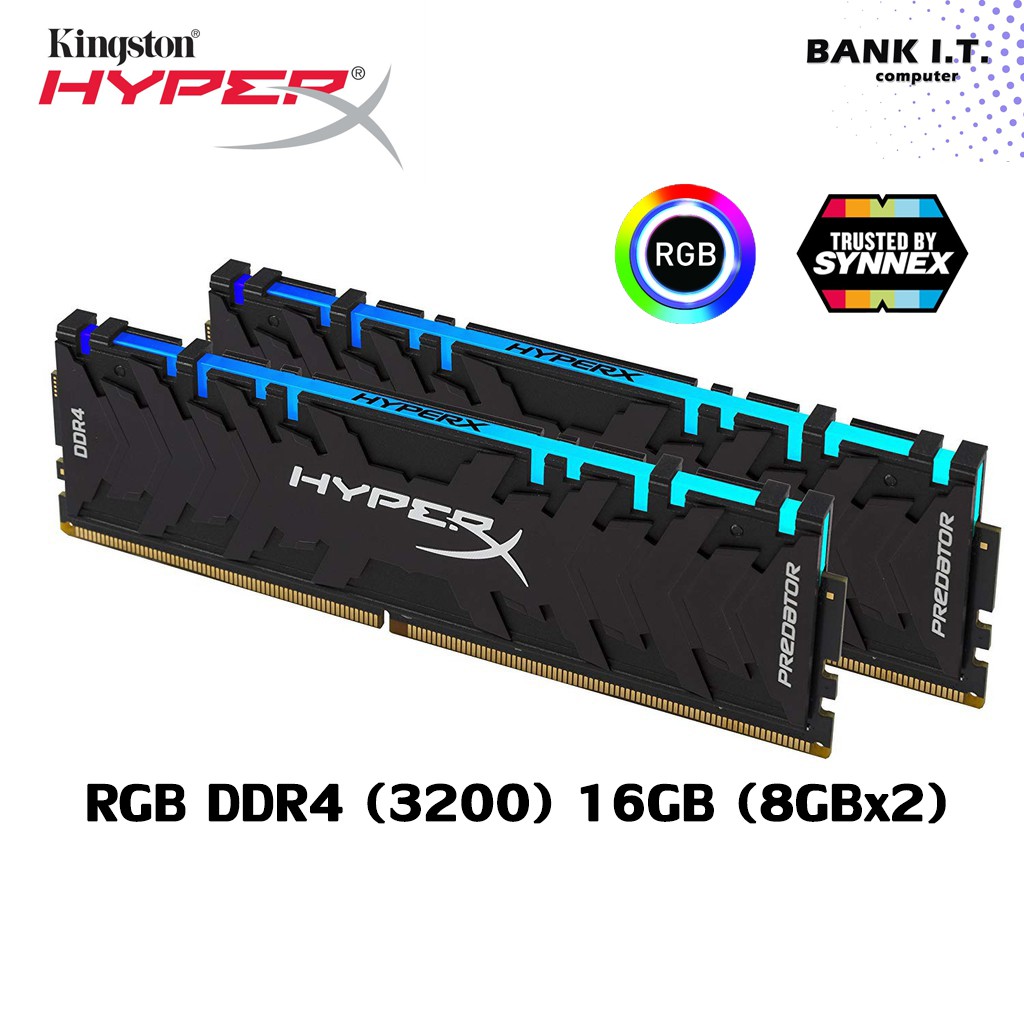 RAM ( RGB ) 16 GB 8x2 DDR4/3200 KINGSTON HyperX PREDATOR รับประกัน LT ...