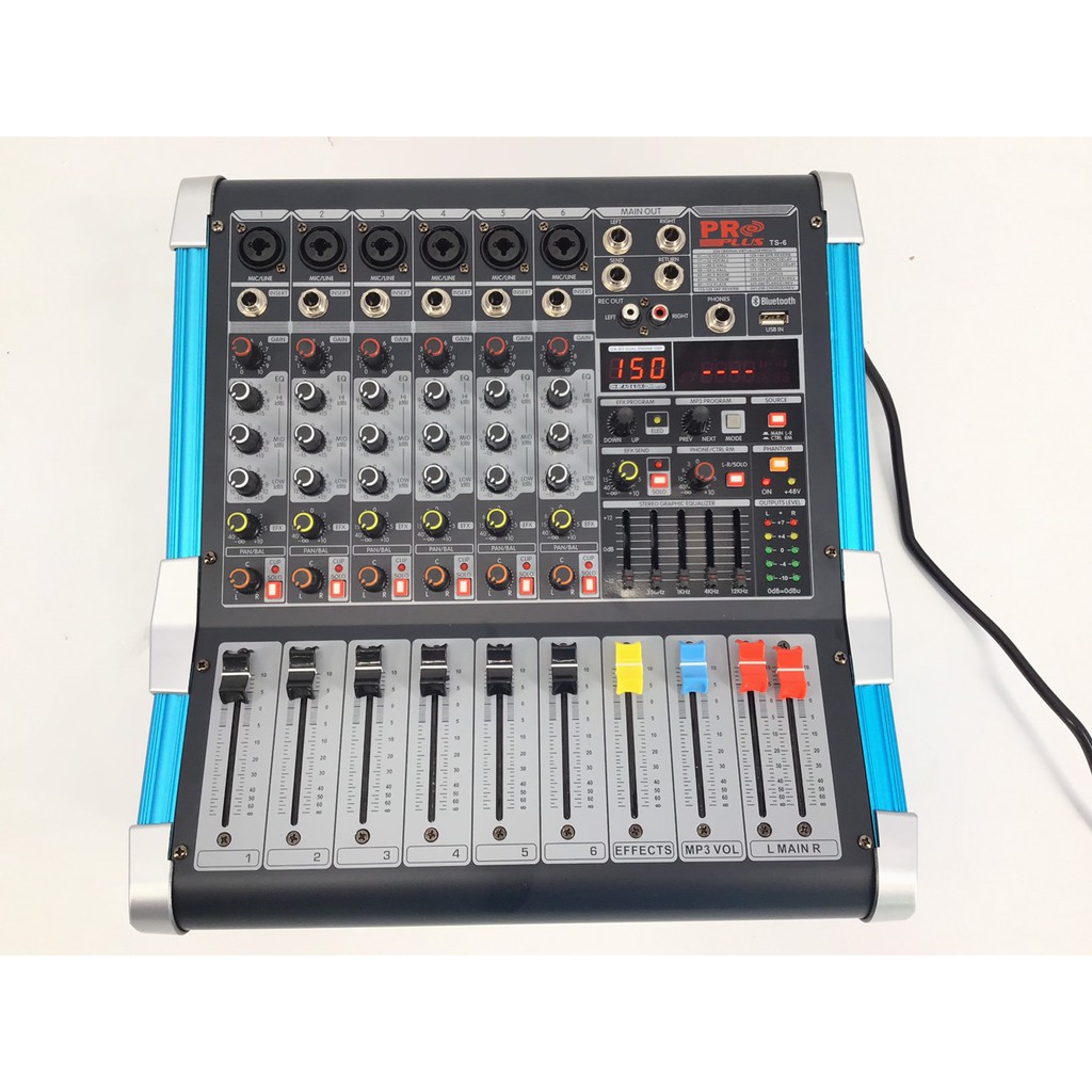 PROPLUS TS-6 เพาเวอร์มิกเซอร์ 6 CH 150 วัตต์ Power Mixer แท้ มี USB / MP3 PRO PLUS TS6 TS 6 ...
